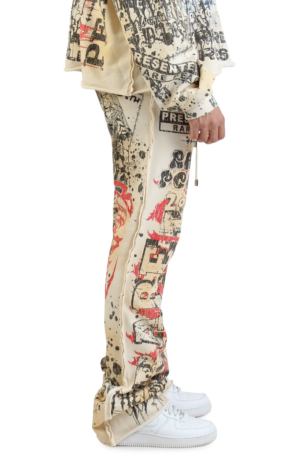 RARE PEACE Raver Bathroom Mirror Flare Pants RP5041-ECRU - Shiekh