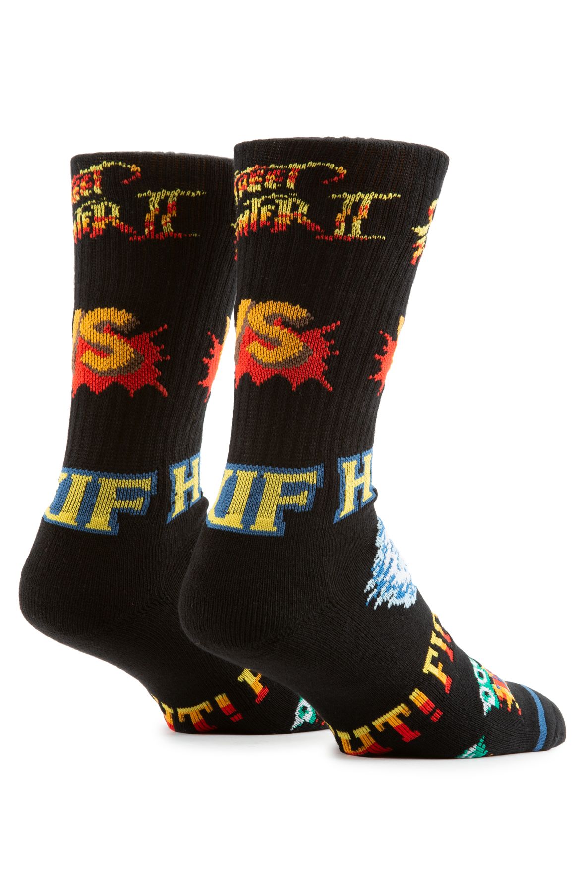 HUF Street Fighter Logo Socks SK0036-BLK - Shiekh