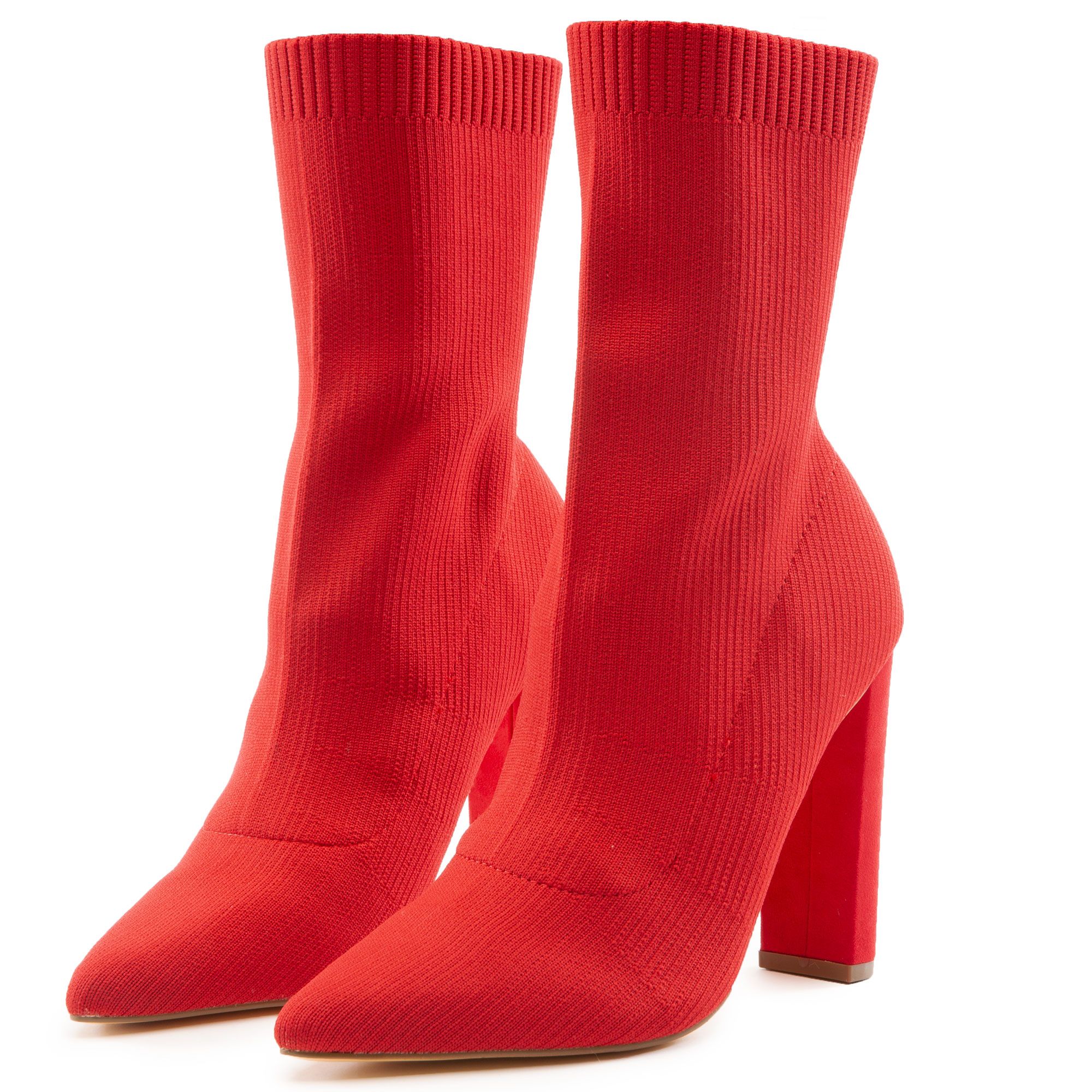 LILIANA Knitted Ankle Bootie FLASHY-1-RED - Shiekh