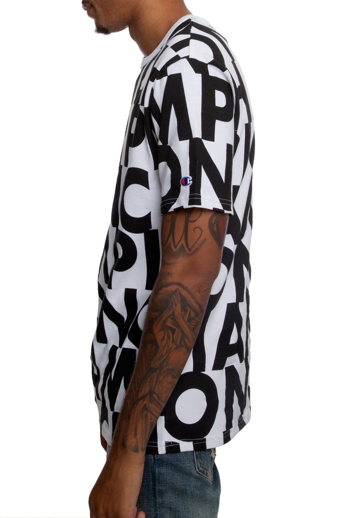 CHAMPION Heritage All-Over Script Short Sleeve Tee T1919S7Y+ - Shiekh