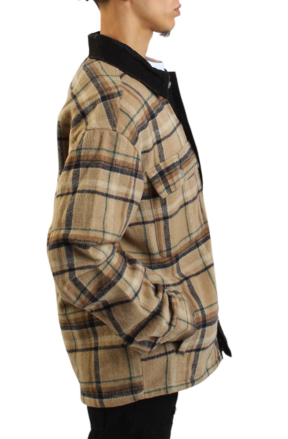 FIRST ROW Plaid Denim Combo Shacket FRJ2005SK - Shiekh