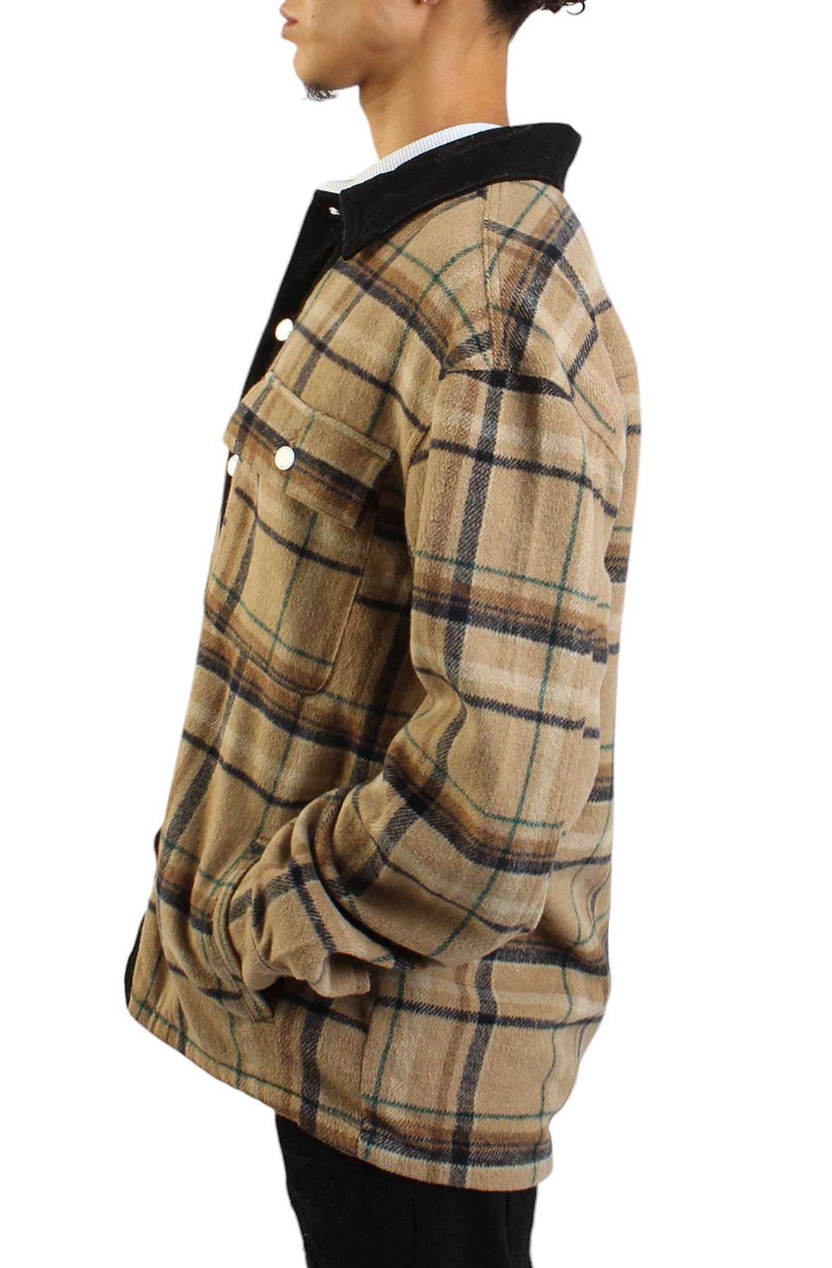 FIRST ROW Plaid Denim Combo Shacket FRJ2005SK - Shiekh