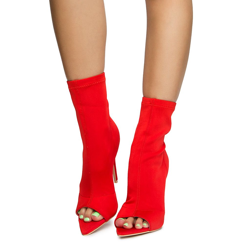 LONGMILE INDUSTRY Women's Pointy Open Toe Heel 320-1 RED SU - Shiekh