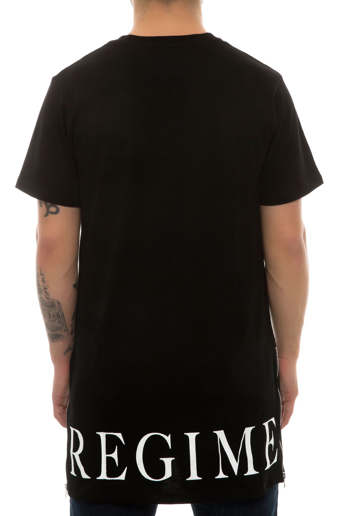 CIVIL The Regime Long Side Zip Tee in Black MTP16-A41-18-BLK - Shiekh