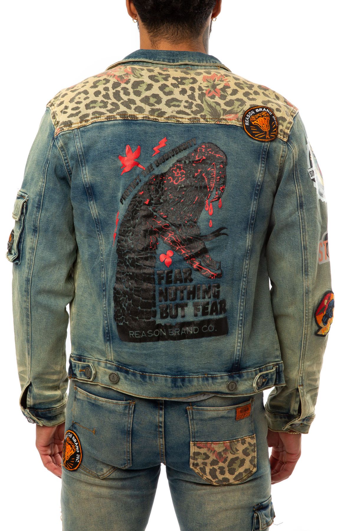 REASON Snake Head Denim Jacket CO-006BLUE - Shiekh