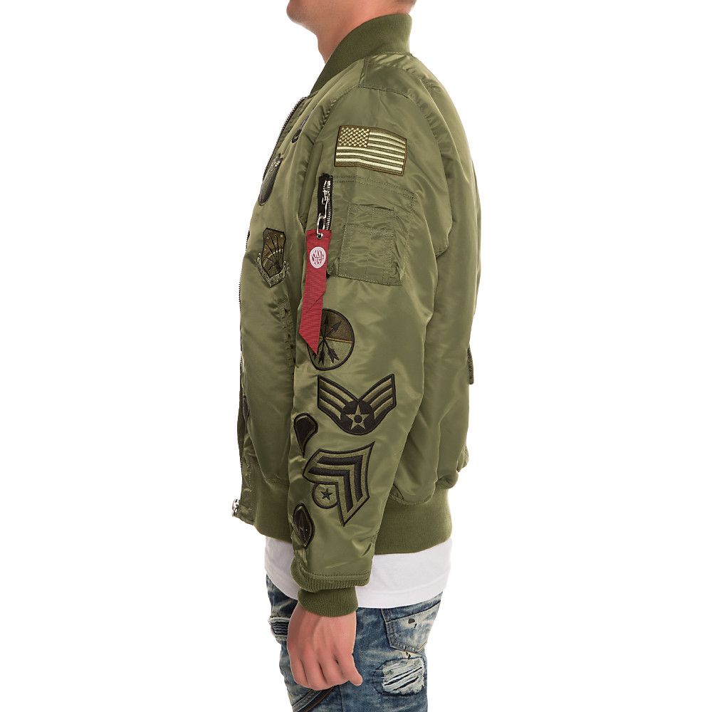 SMOKE RISE Men's MA 1 Bomber Patch Jacket JJ6095 OLV - Shiekh
