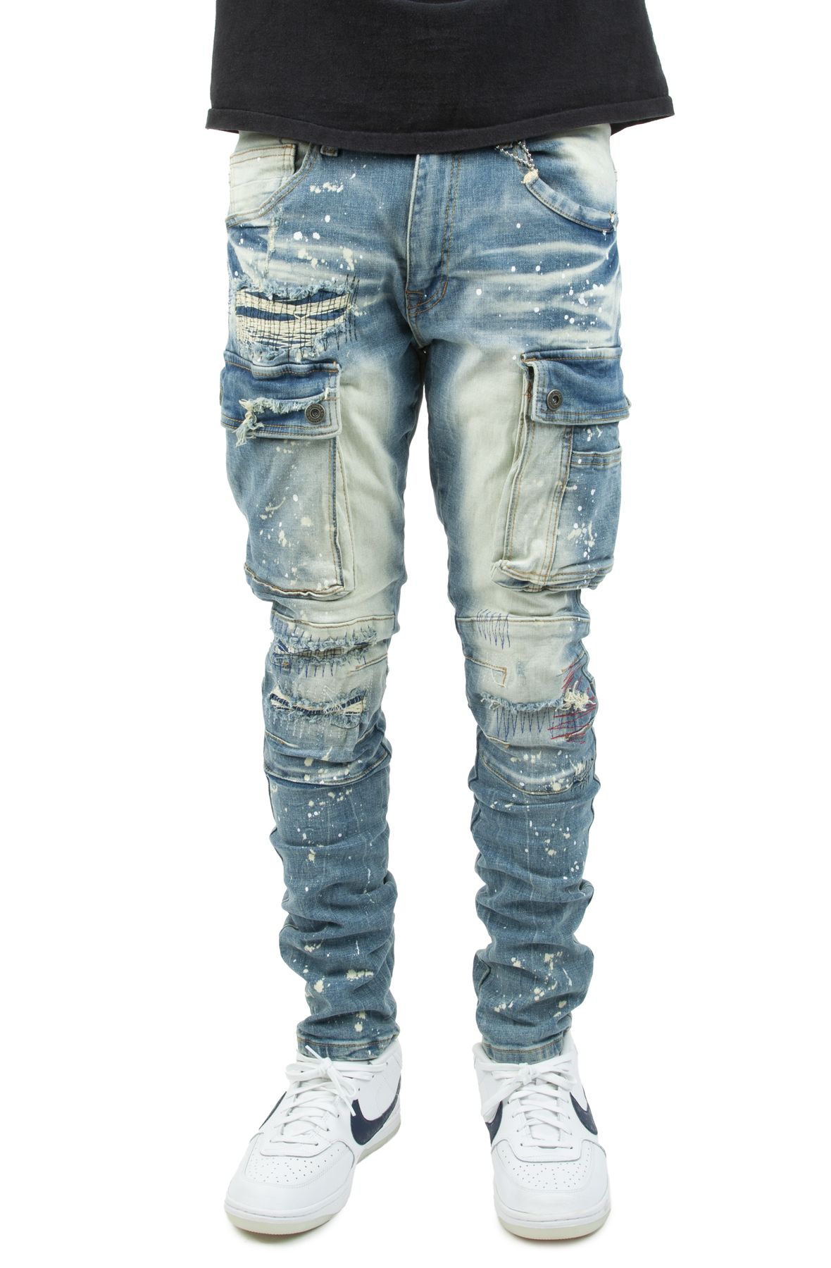 SMOKE RISE Artillery Cargo Jeans JP22232-BBLUE - Shiekh