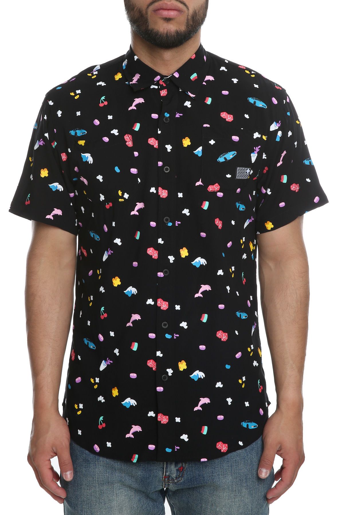 PINK DOLPHIN The Vice Script Button Up in PS21803VSBL - Shiekh