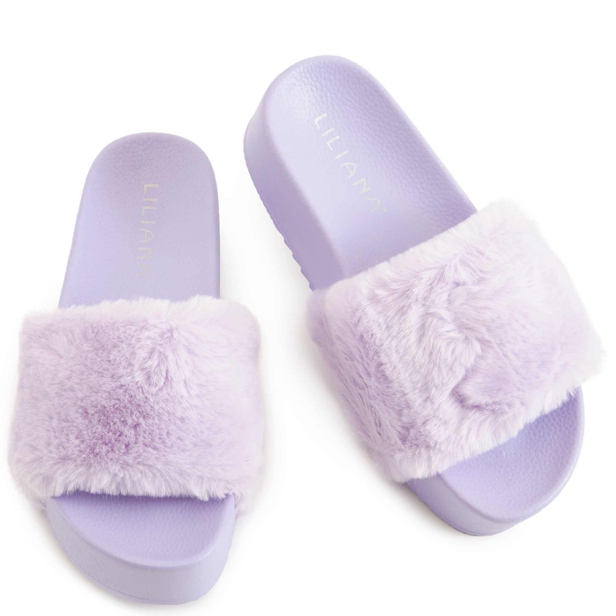 LILIANA Issy-2 Furry Platform Slides ISSY-2-VIOL - Shiekh