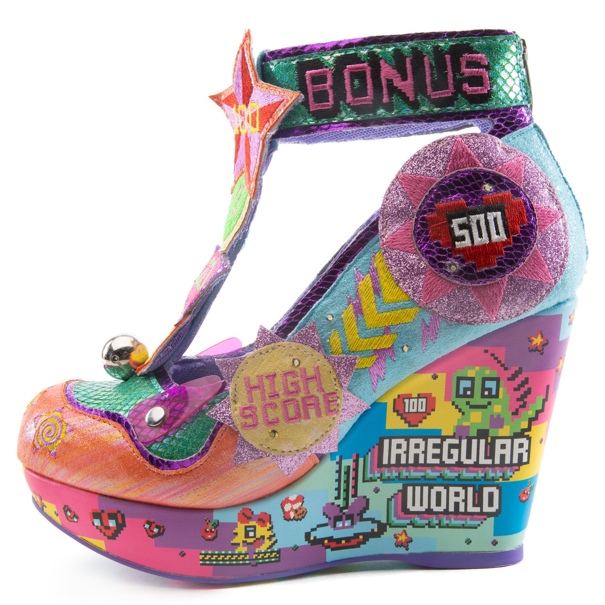 IRREGULAR CHOICE High Score Wedges 4529-01A-GRN - Shiekh