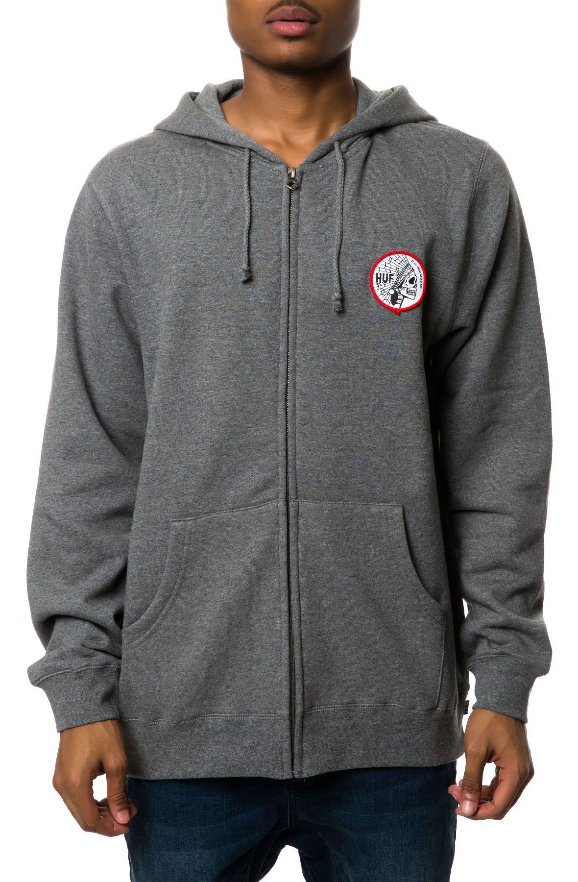 HUF The Chief Full Zip Hoodie in Gunmetal PF51016-GUNMETALHEATHER - Shiekh