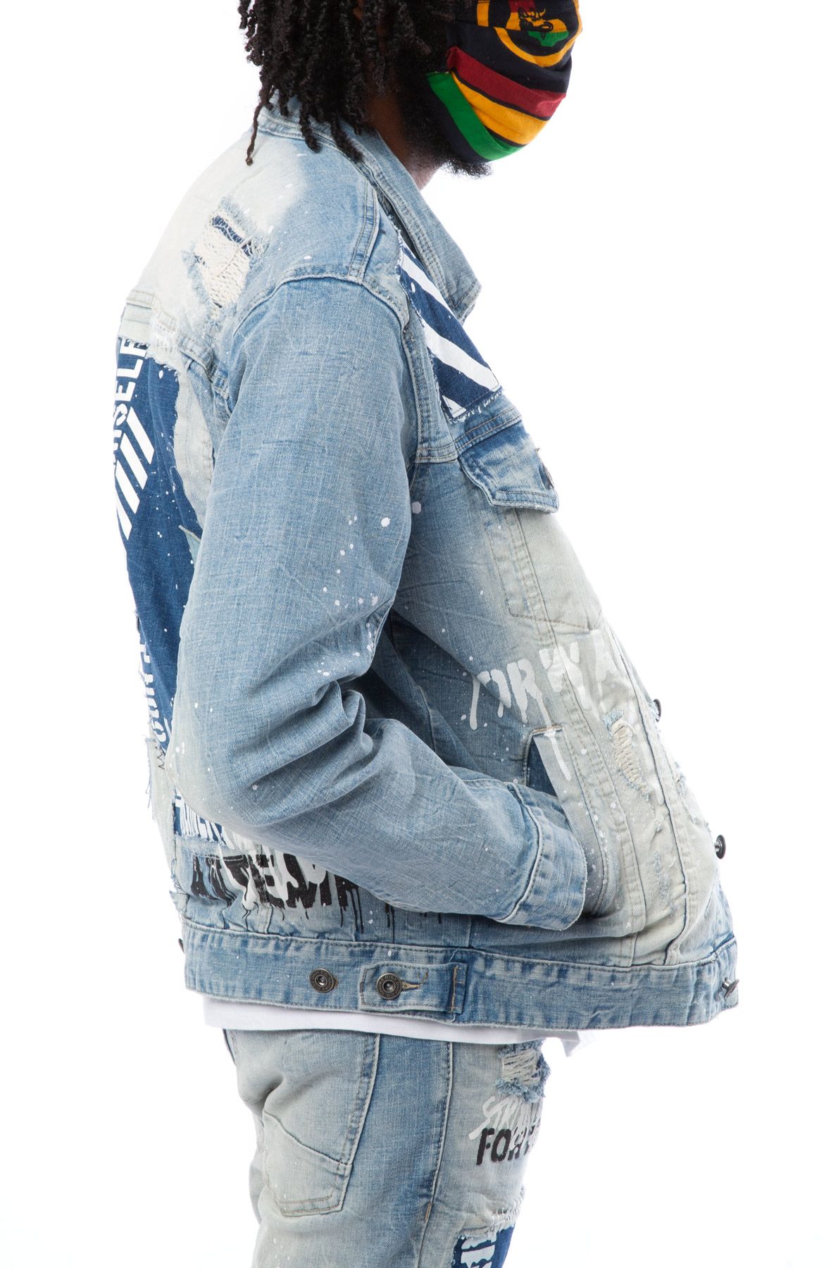 SMOKE RISE Chevron Denim Jacket SJJ21152-CAN - Shiekh