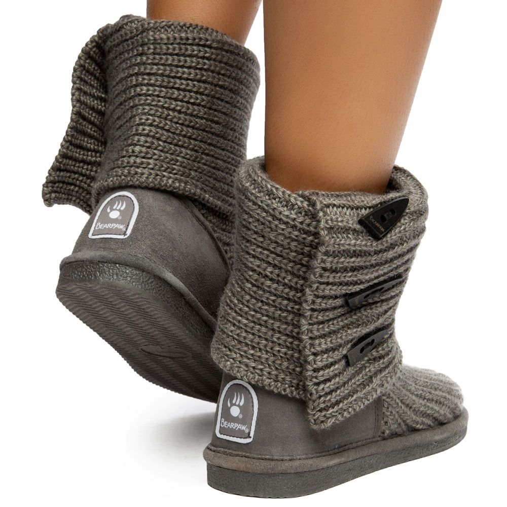 BEARPAW Knit Tall Booties in 658W-054/GRAY - Shiekh