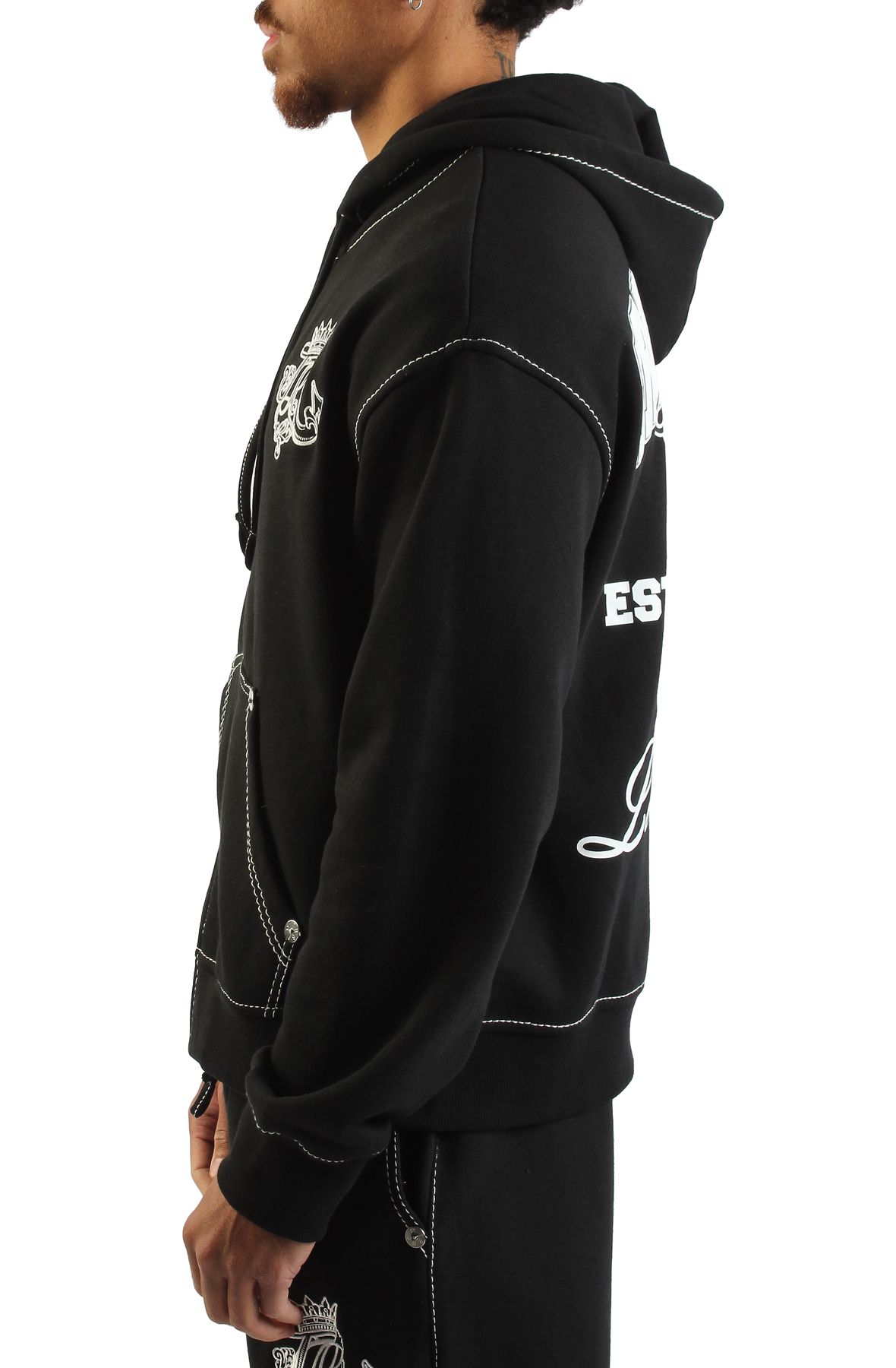 TRUE RELIGION Logo Crest Big T Boxy Zip-Up Hoodie 110150-1001 - Shiekh