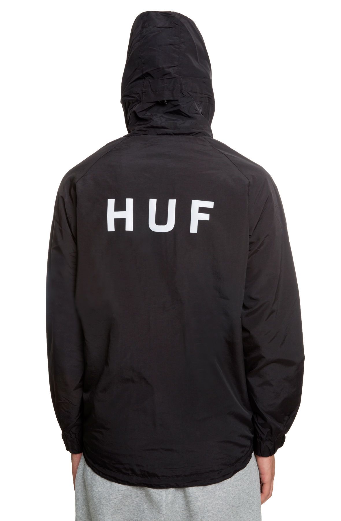HUF The Standard Hooded Shell Jacket in JK00105-BLK - Shiekh