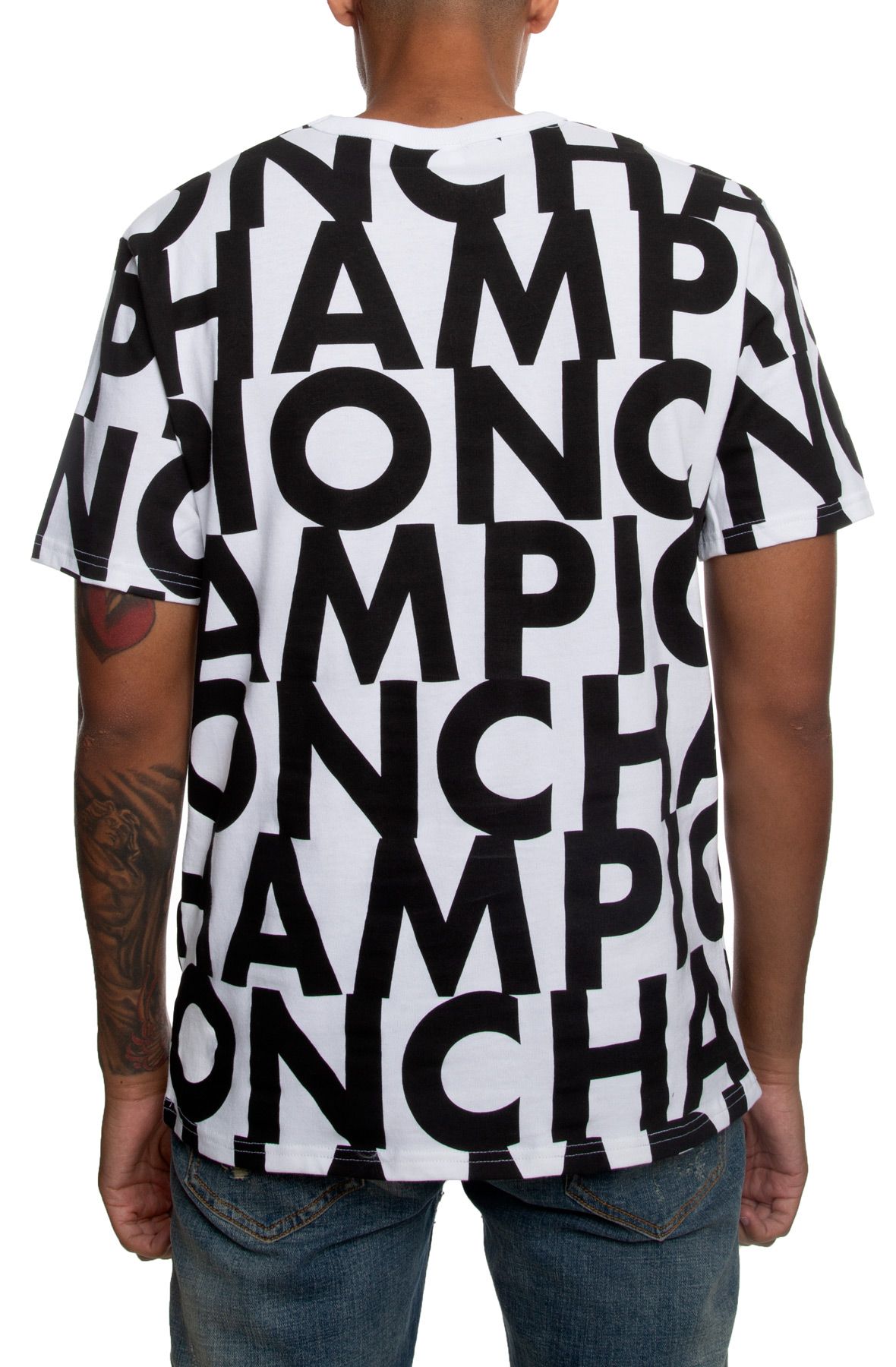 CHAMPION Heritage All-Over Script Short Sleeve Tee T1919S7Y+ - Shiekh