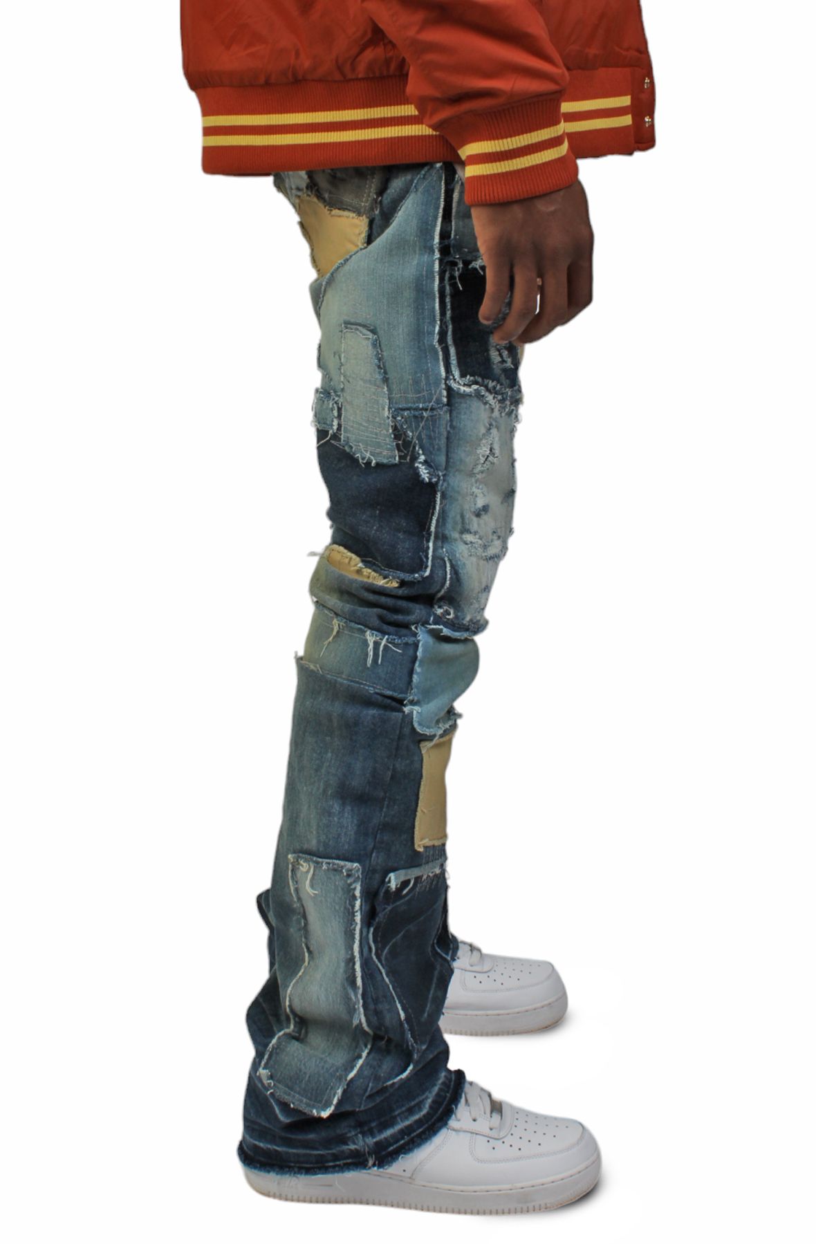 BRIAN BROTHERS INC. Patchwork Stacked Jeans JRF1114-SBLU - Shiekh