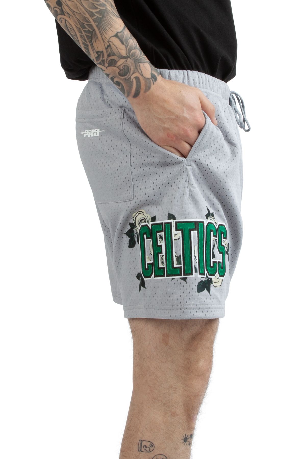 PRO STANDARD Boston Celtics Roses Mesh Logo Shorts BBC357122-GRY - Shiekh
