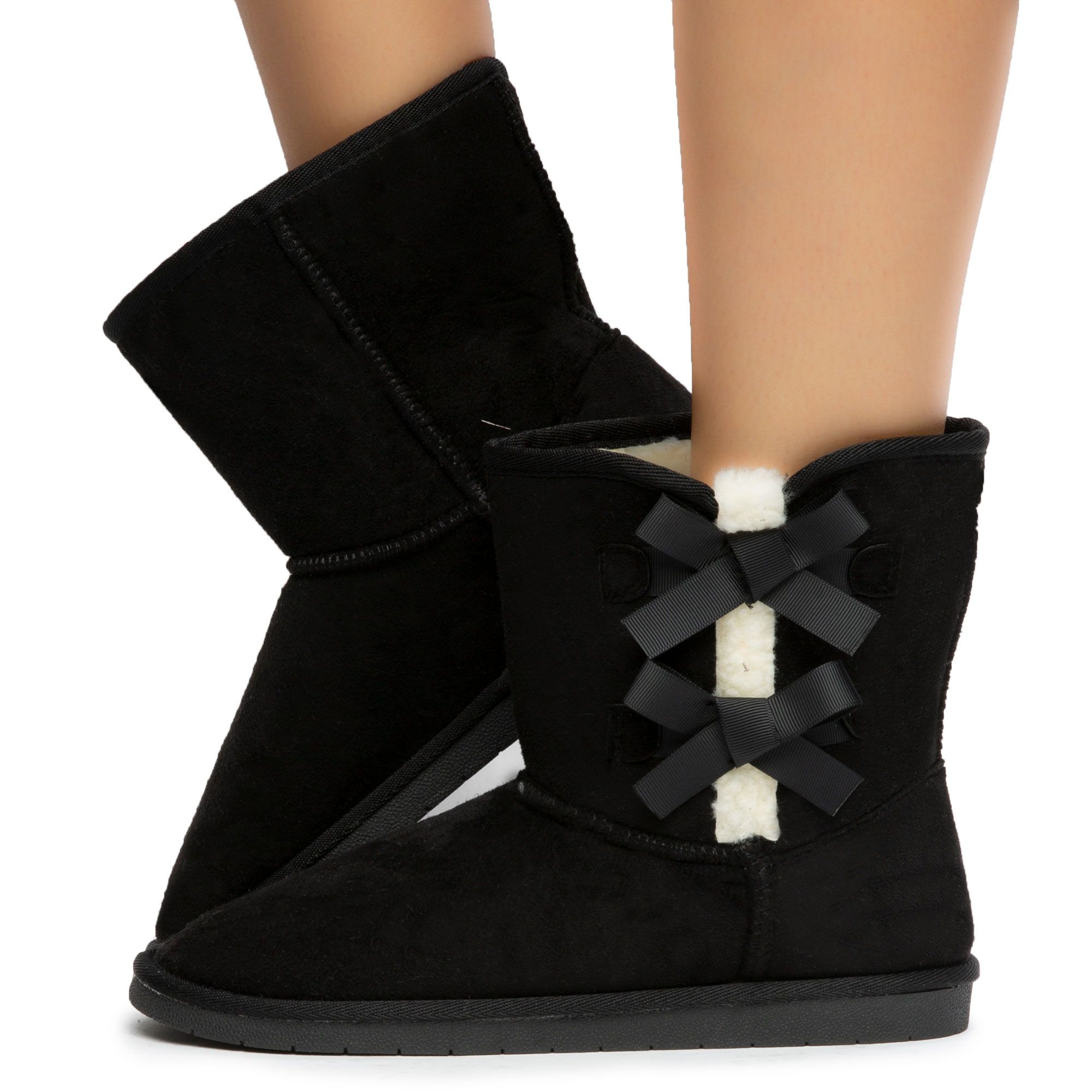 FOREVER LINK INTERNATIONAL Ann-36 Flat Boots ANN-36-BLK - Shiekh