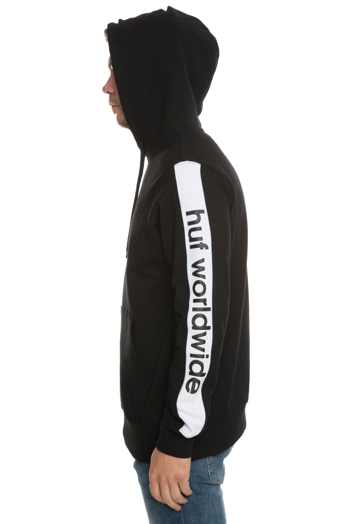 HUF The Huff Worldwide Pullover Hoodie in FL00054-BLK - Shiekh