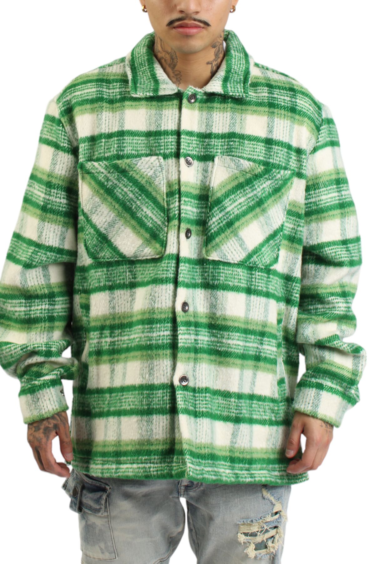 REBEL MINDS Tweed Shacket 332-712GRN - Shiekh