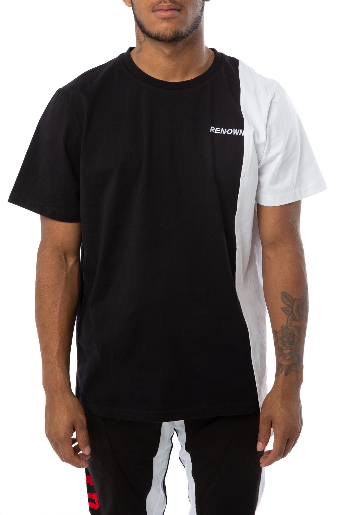 RENOWNED Split Panel Tee RD127-BLK - Shiekh