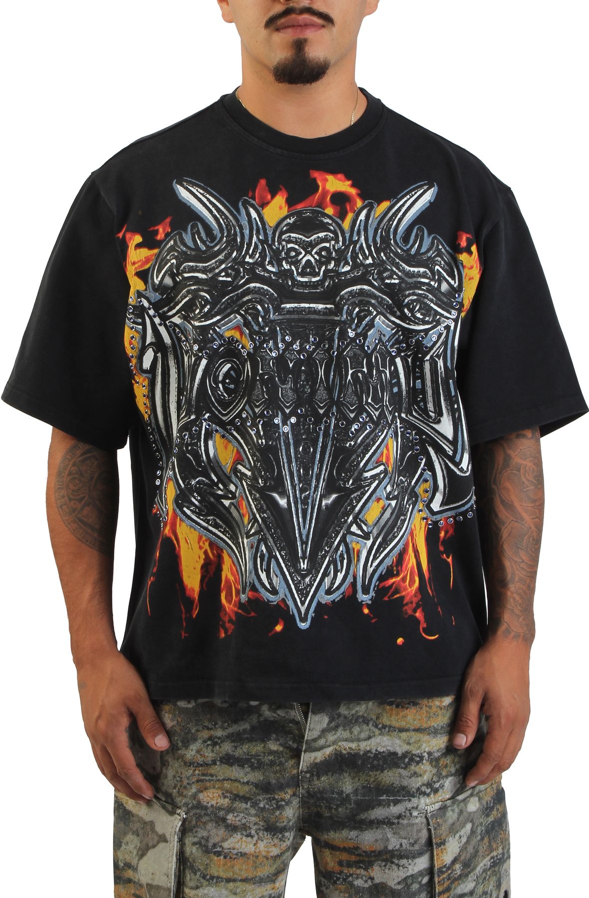 SMOKE RISE Luminous T-Shirt KT25577SK-BLK - Shiekh