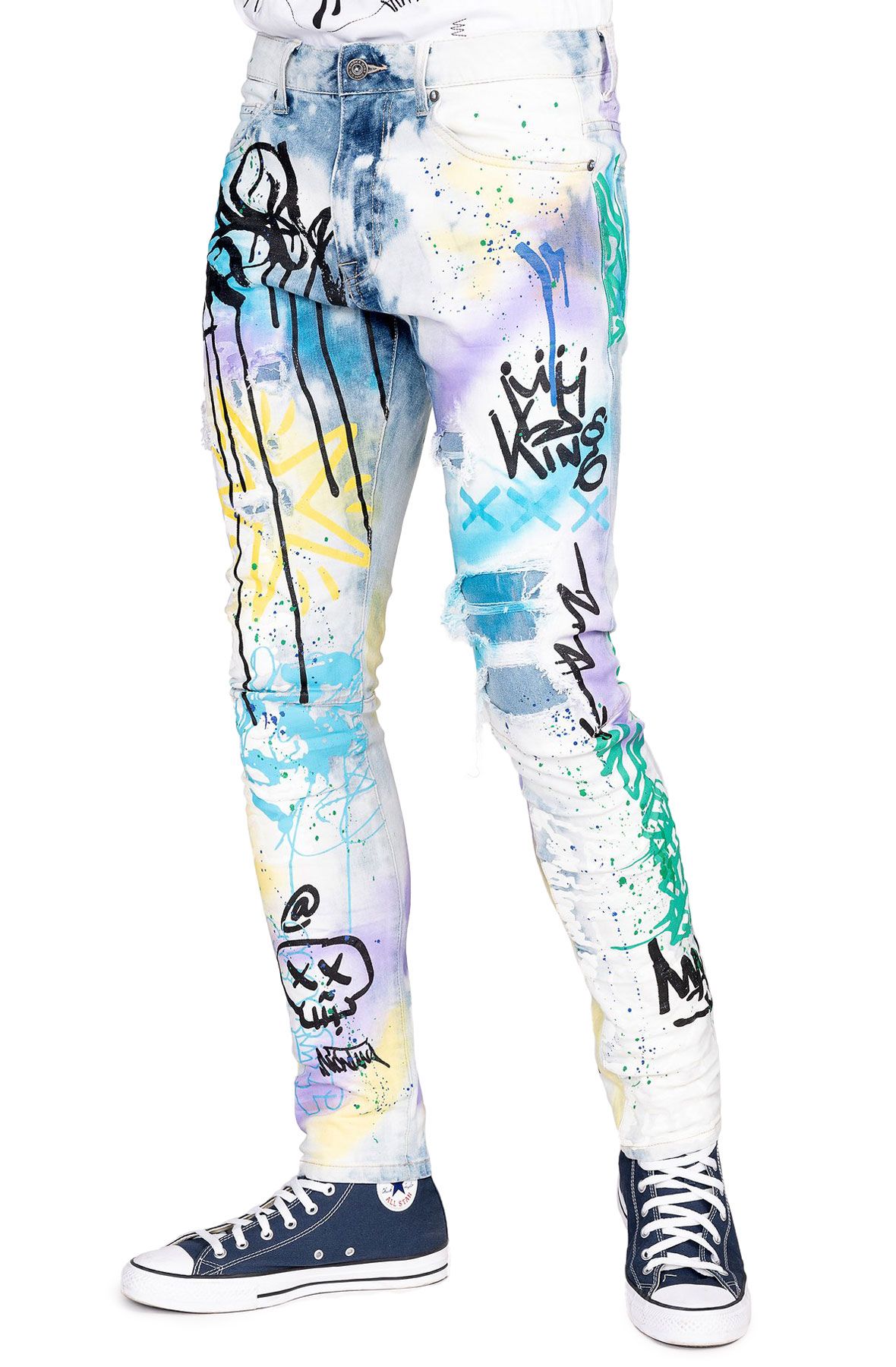 SMOKE RISE Graffiti V2 Jeans JP20747-SBLUE - Shiekh