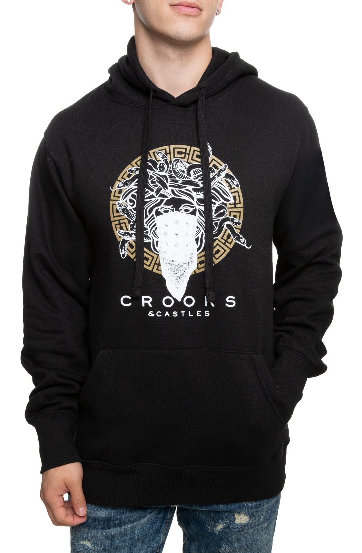 CROOKS & CASTLES Grecco Bandusa Hoodie QS1901164-BLK - Shiekh