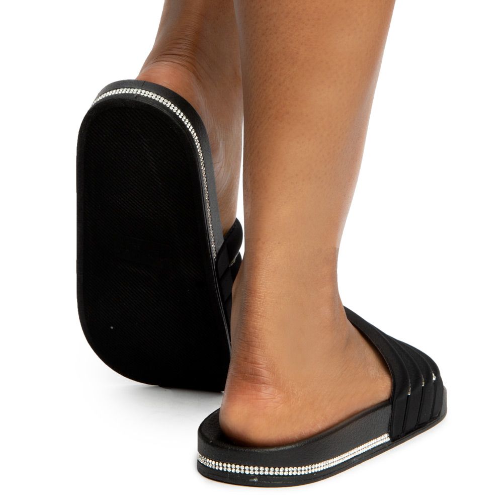 LILIANA Magnolia-1 Neoprene with Stones Slides MAGNOLIA-1-BLK - Shiekh