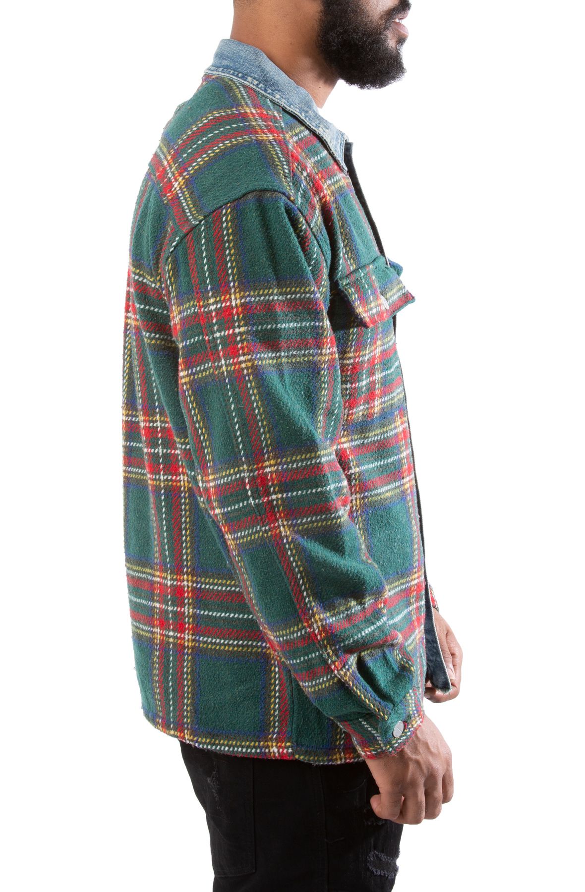 Lumber Heavy Flannel Shacket FRJ2007-GRN - Shiekh