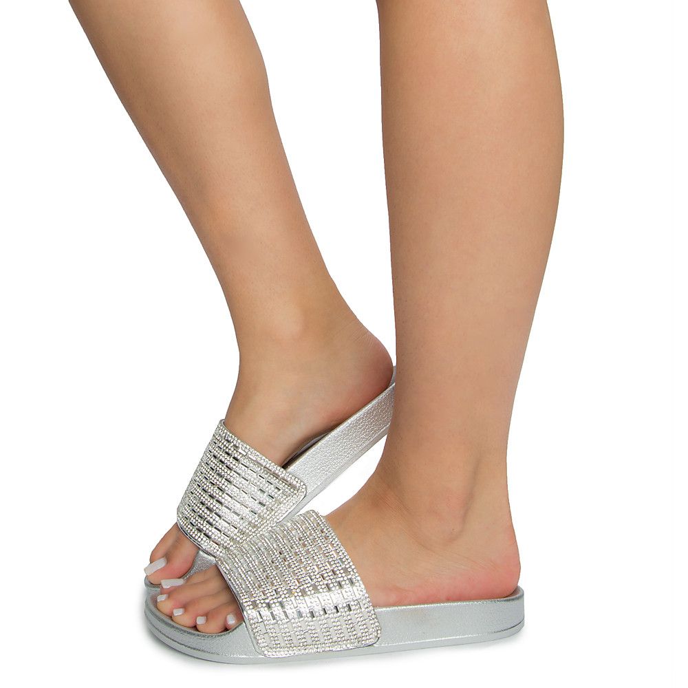 BAMBOO Women's Vibrance-01S Slides JPM VIBRANCE-01S SLVJLY - Shiekh