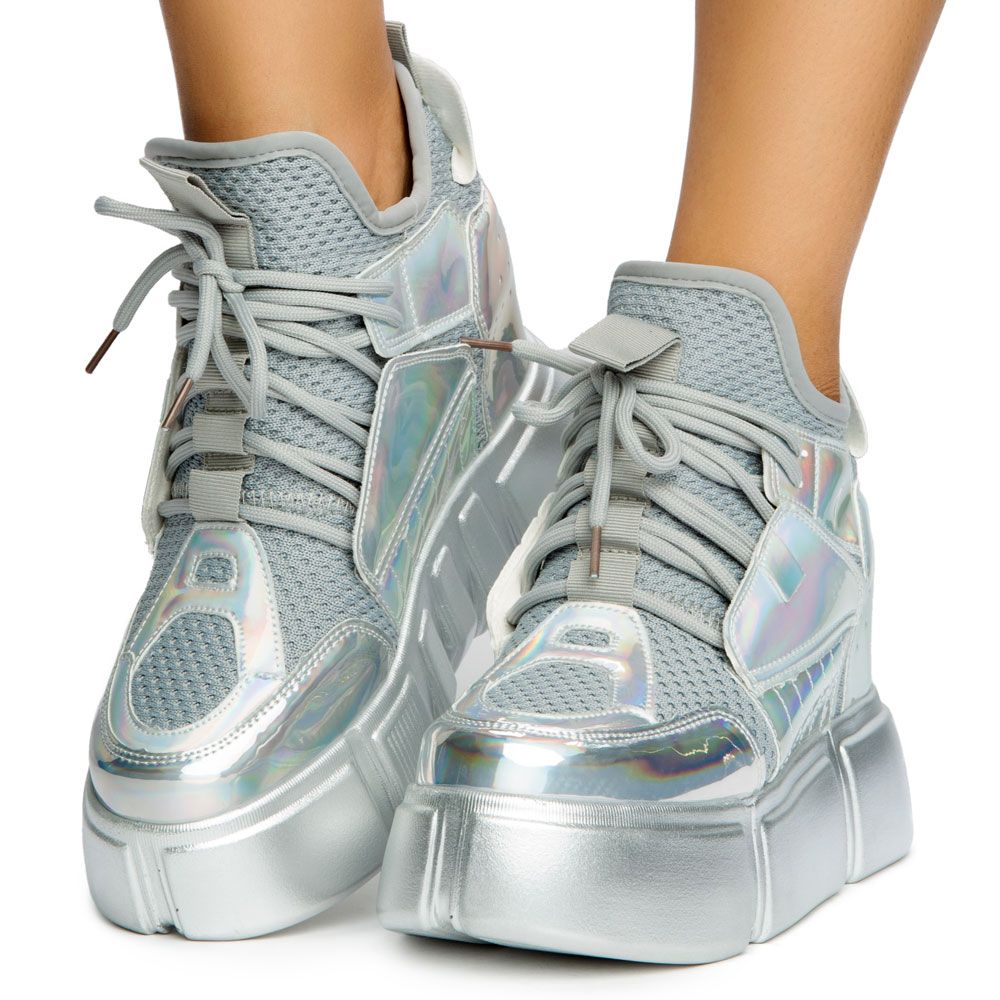 ANTHONY WANG Cranberry-08 Platform Sneakers CRANBERRY-08-SLV - Shiekh