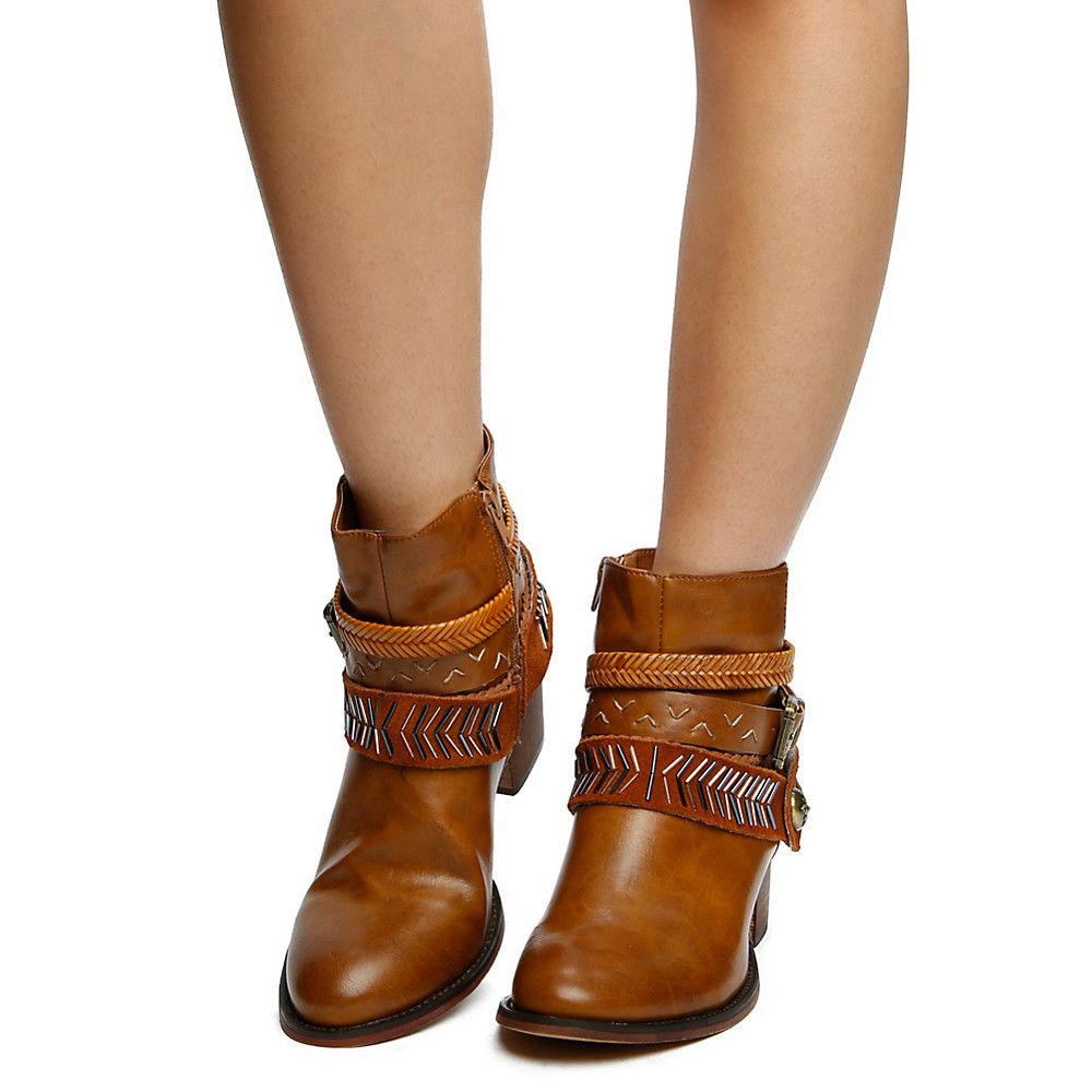 FORTUNE DYNAMICS Women's Debra-21Booties DEBRA-21/BROWN - Shiekh