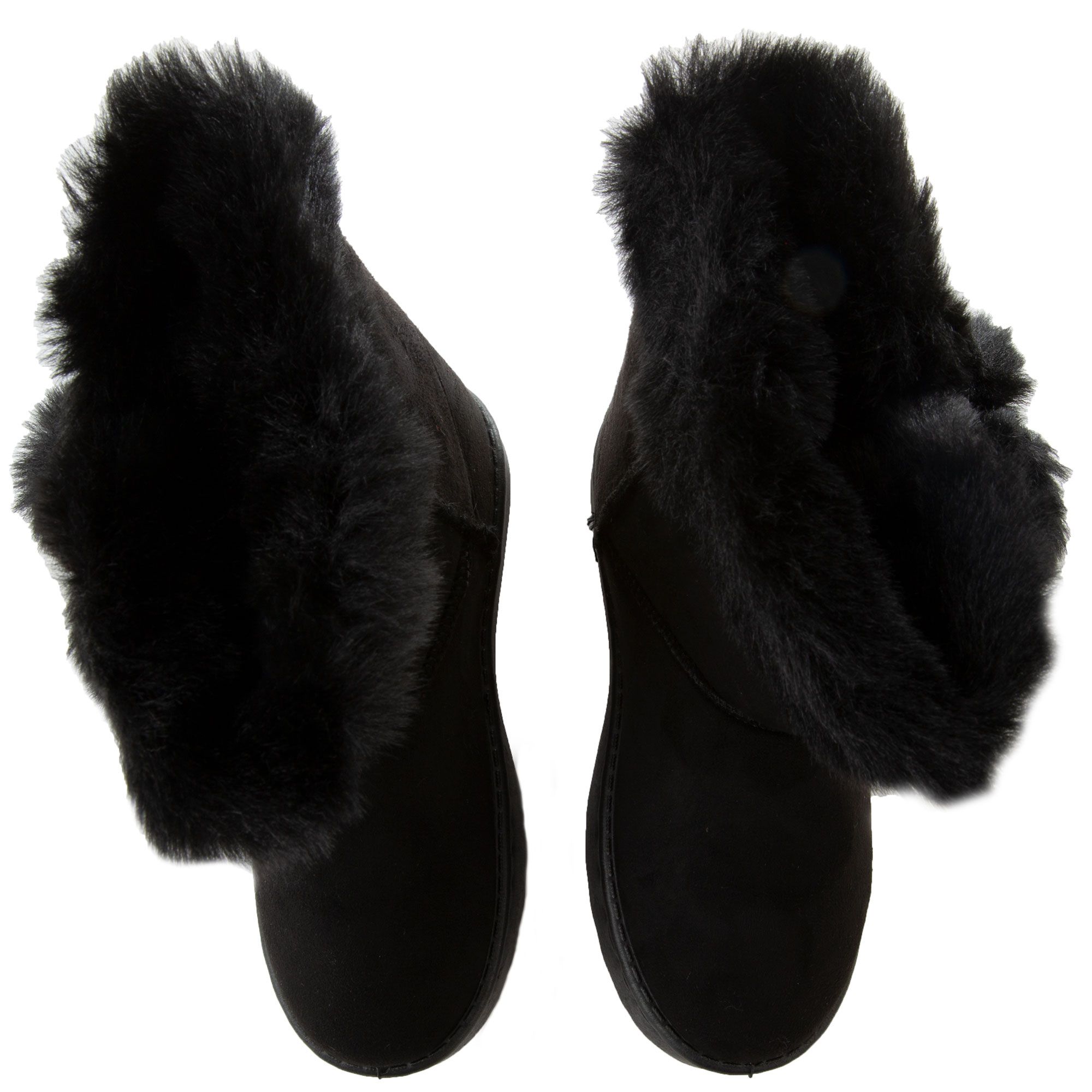 UNKNOWN (PS) Mid-Calf Fur Boots R001-1917K-BLK - Shiekh