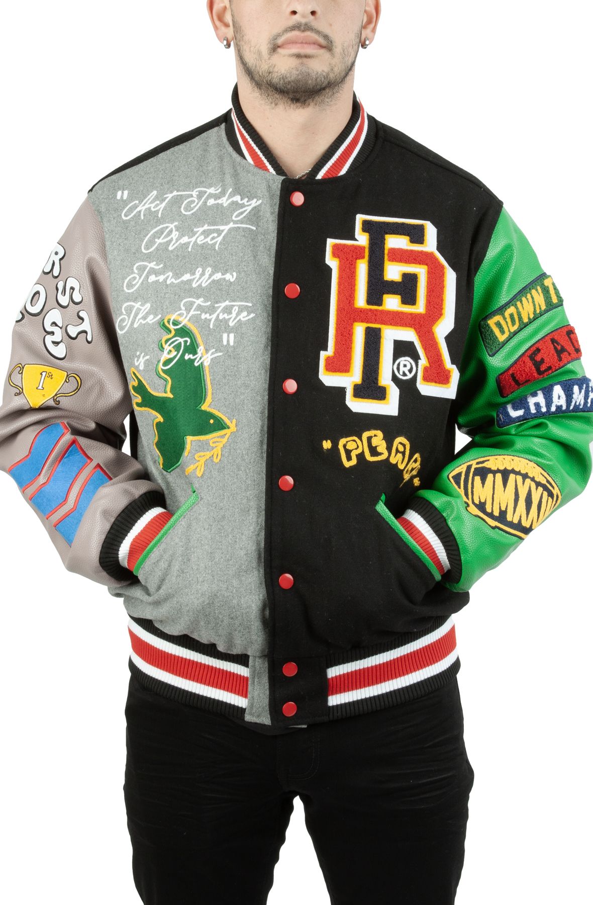 FIRST ROW Multi Colorblock Jacket FRJ0025-BLK-MULTI - Shiekh