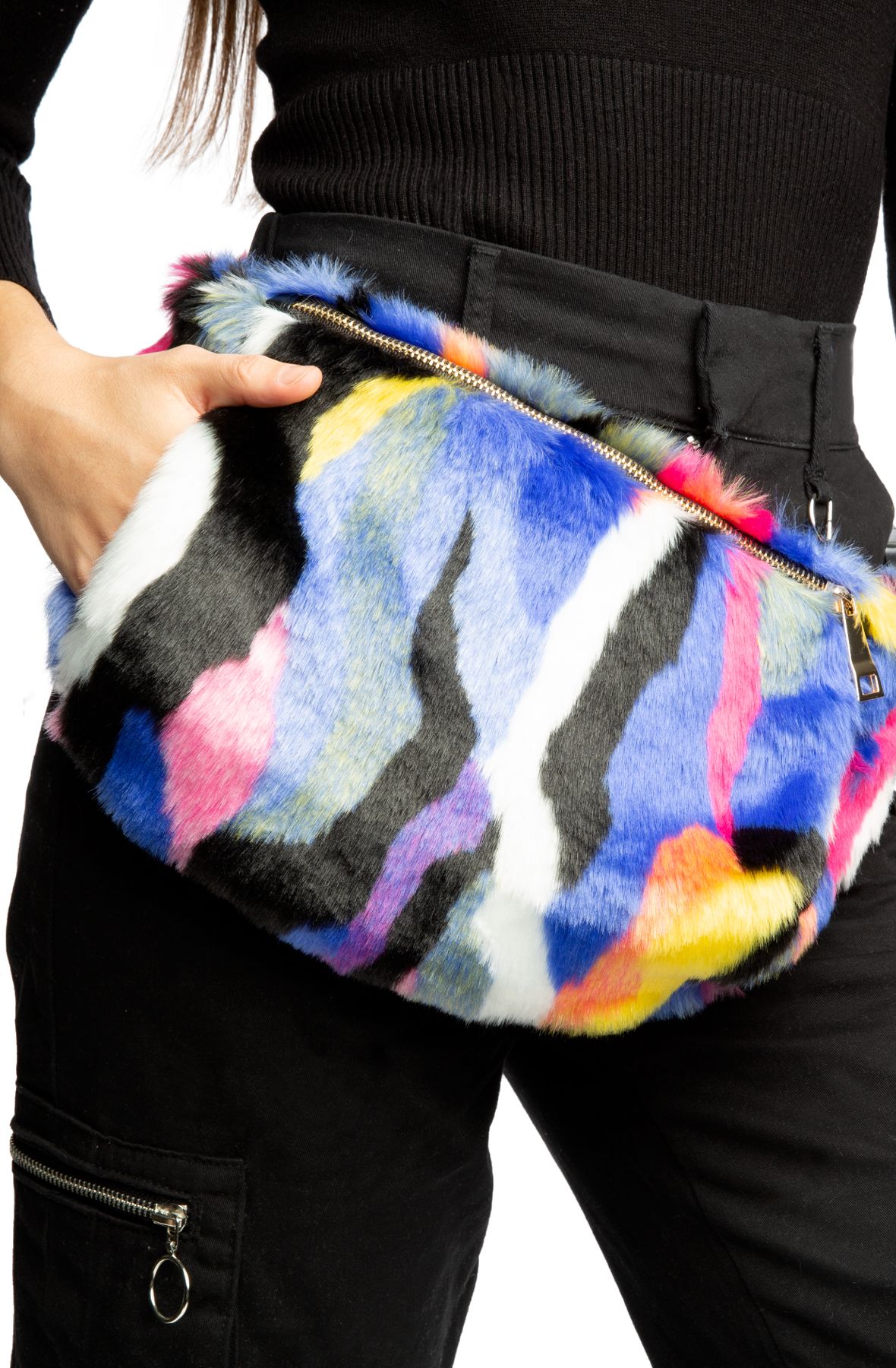 H&D ACCESSORIES, INC Fur Fanny Pack HPC3212MT - Shiekh