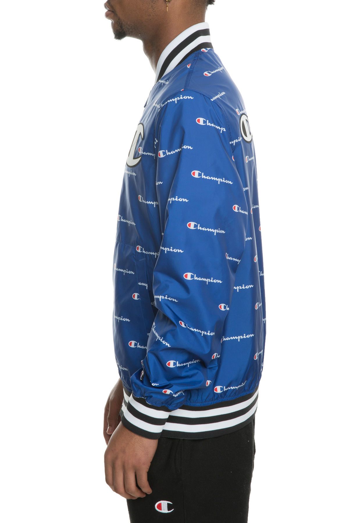 CHAMPION The Satin Printed Baseball Letterman Jacket in V1941P-CW14 ...