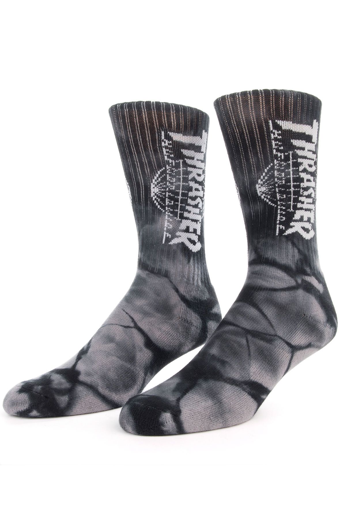 HUF The Thrasher TDS Crystal Wash Socks in SK65M03-BLK - Shiekh