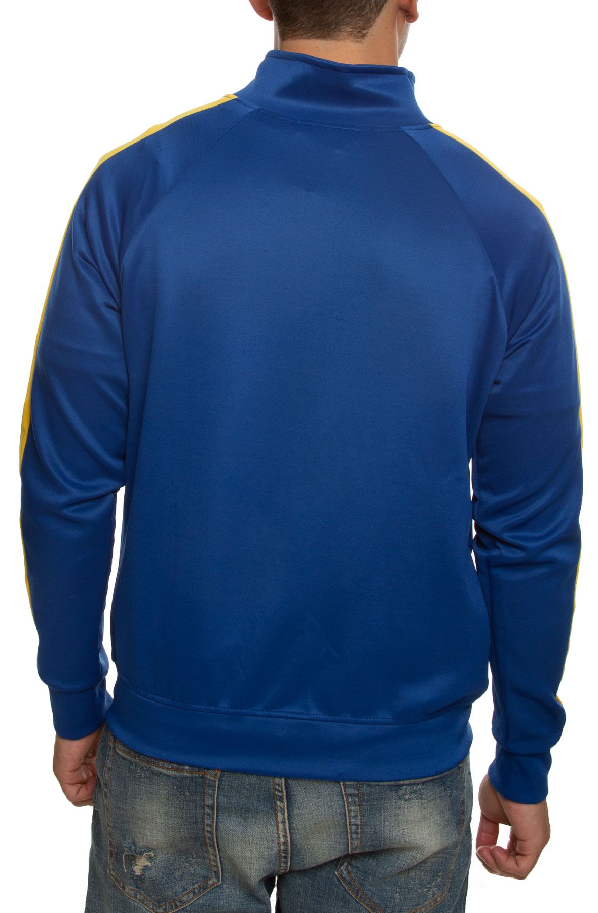 E STREET Yellow Stripe Track Jacket in Blue JACKET-02 - Shiekh