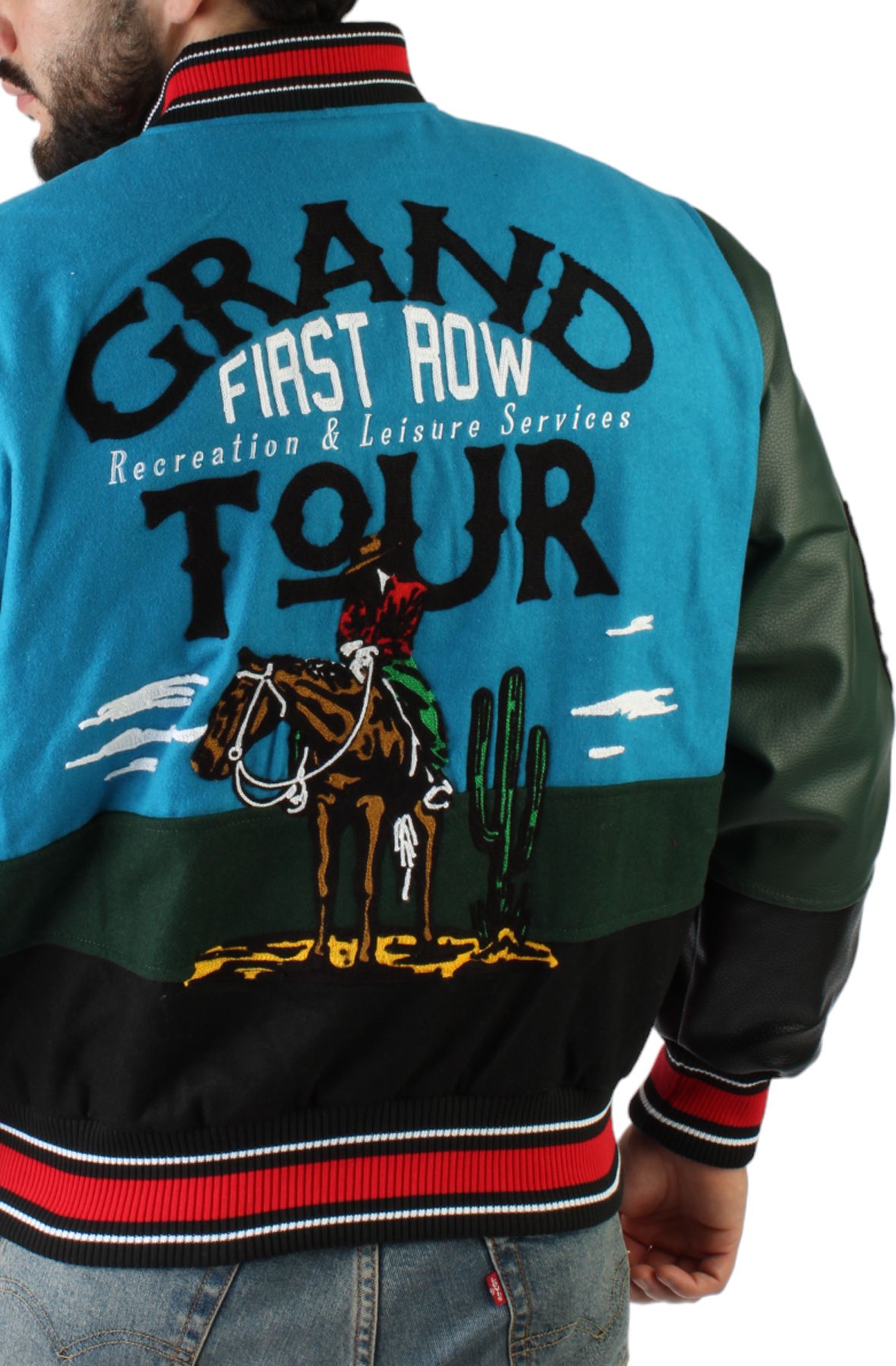 FIRST ROW Grand Tour Varsity Jacket FRJ0058-BLUE - Shiekh