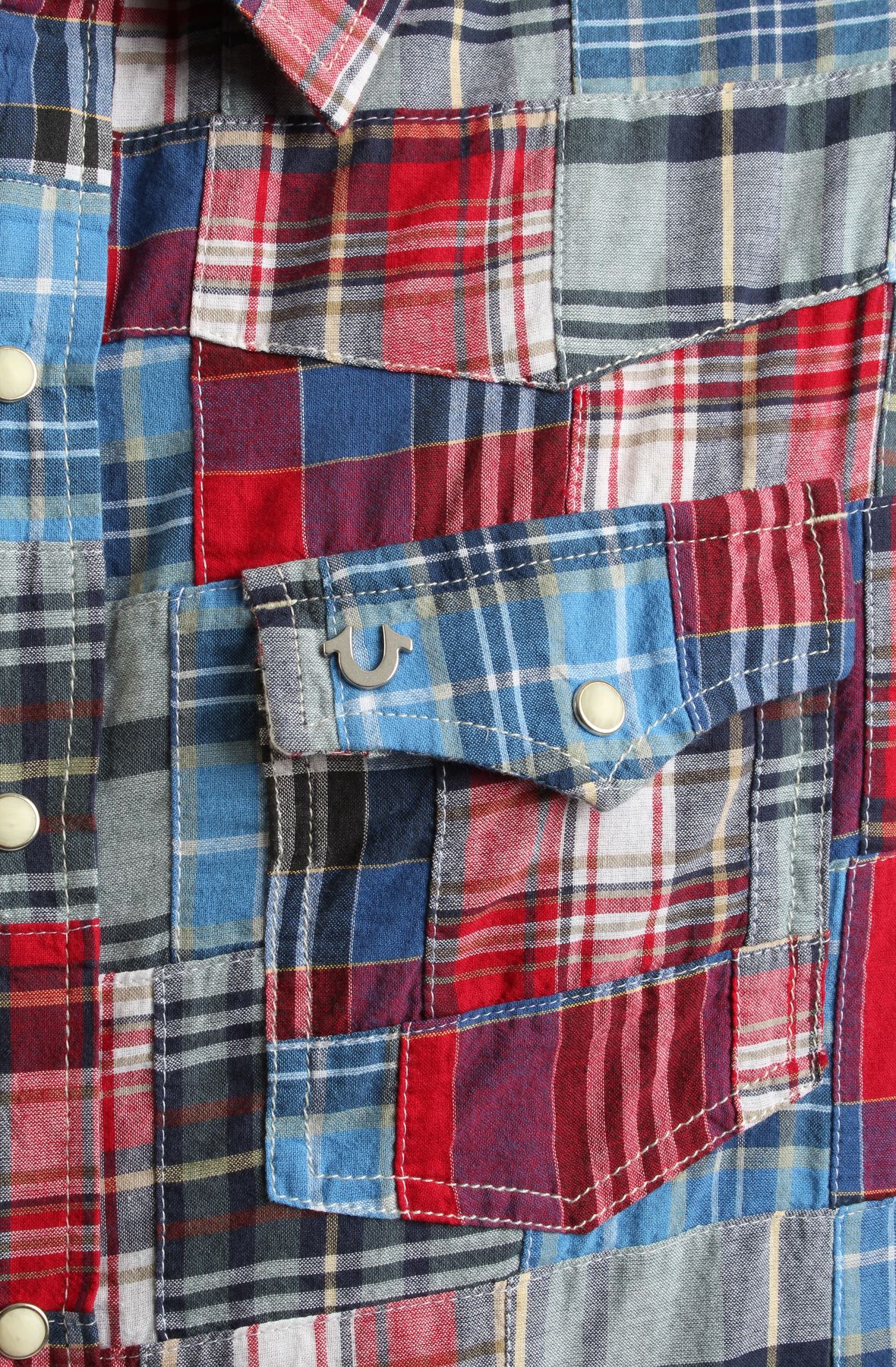 TRUE RELIGION Flannel Shirt With Plaid Patches 109041 - Shiekh