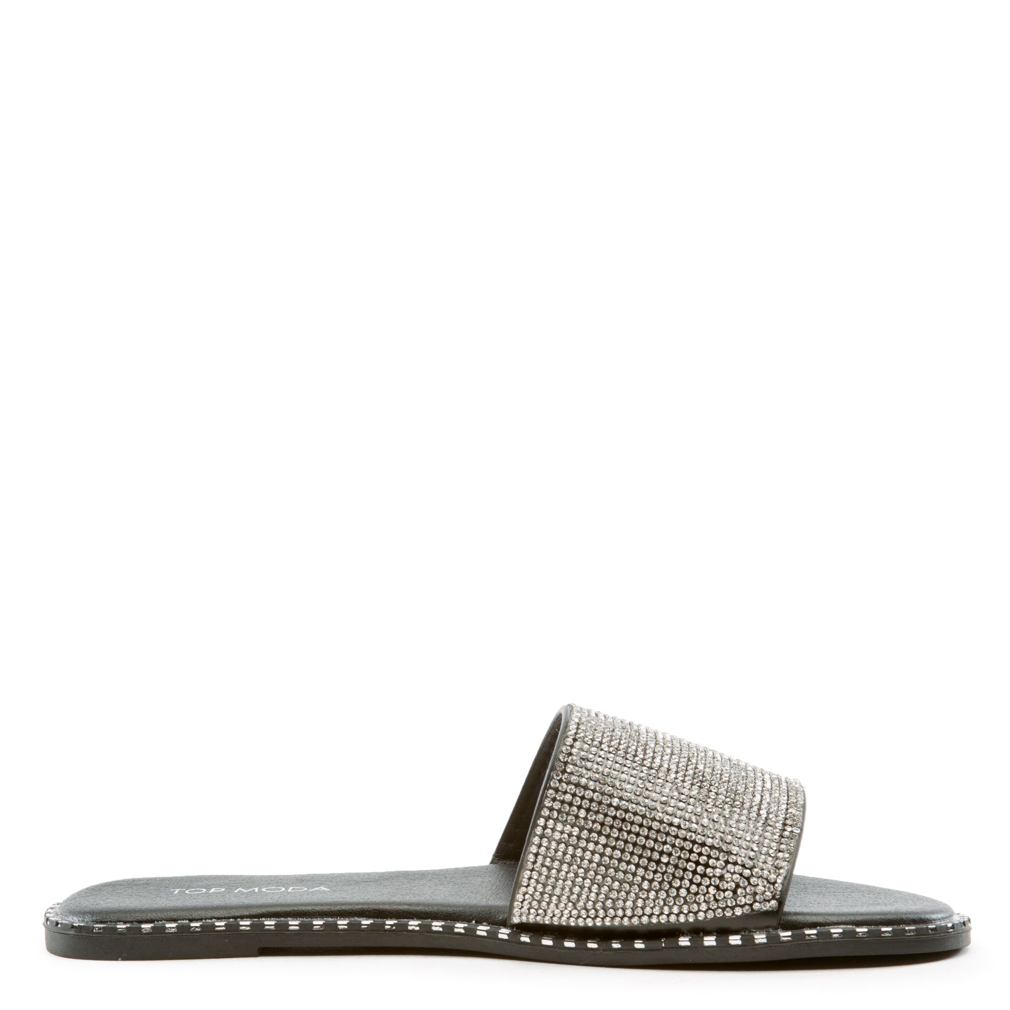 TOP MODA Gateth-56 Rhinestone Flat Sandals GATETH-56-SLV - Shiekh