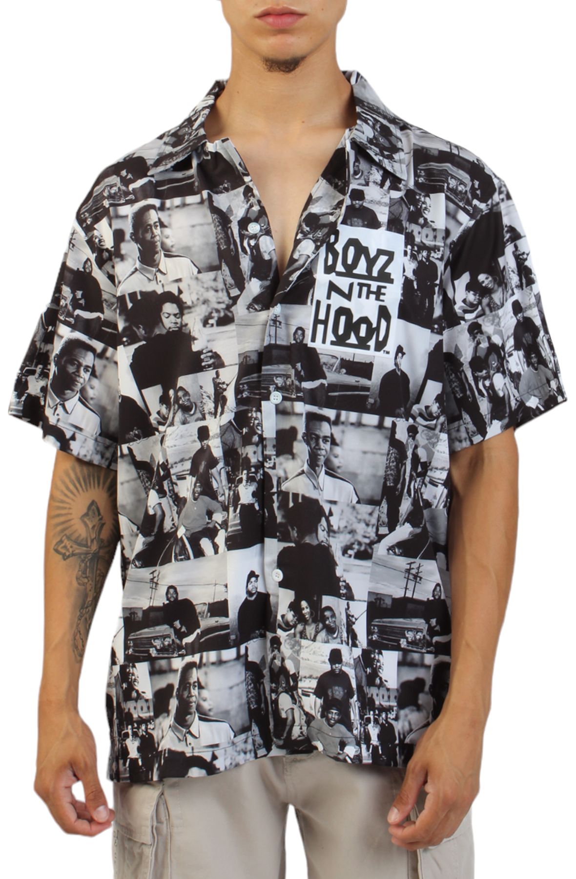MAXIMA Boyz N The Hood Collage Button-Down Shirt 1D10005-BW - Shiekh