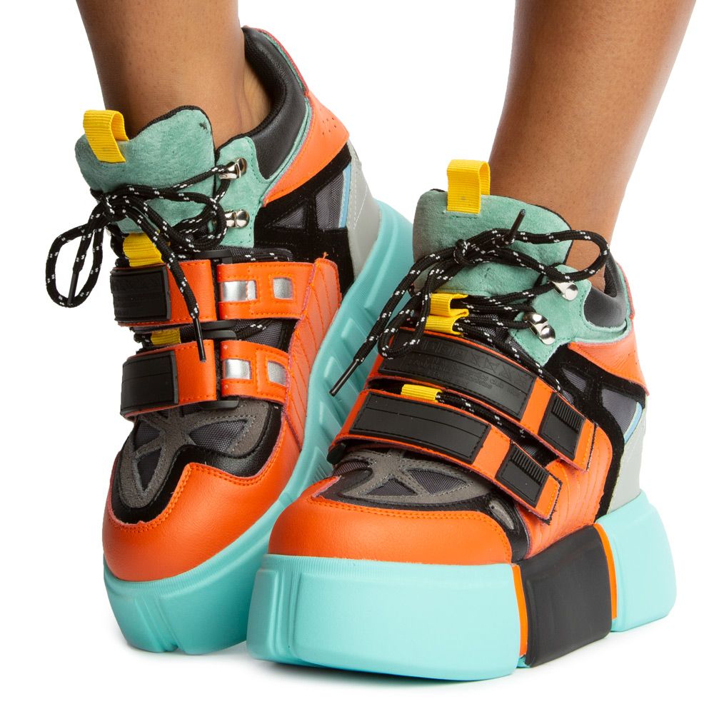 ANTHONY WANG Cranberry-09 Chunky Sneakers CRANBERRY-09-BLUE - Shiekh