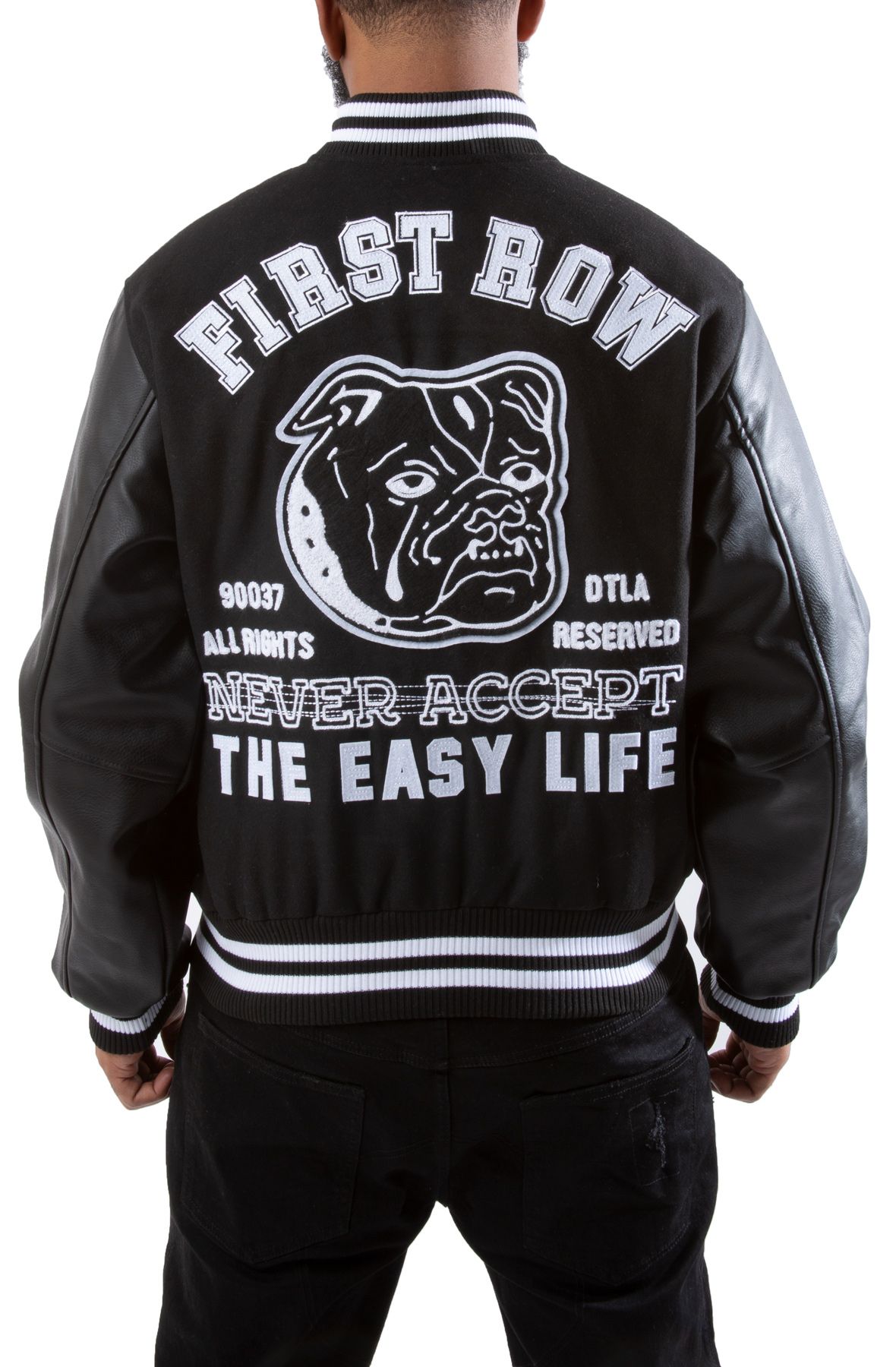 FIRST ROW Bulldog Varsity Jacket FRJ0001-BLK - Shiekh