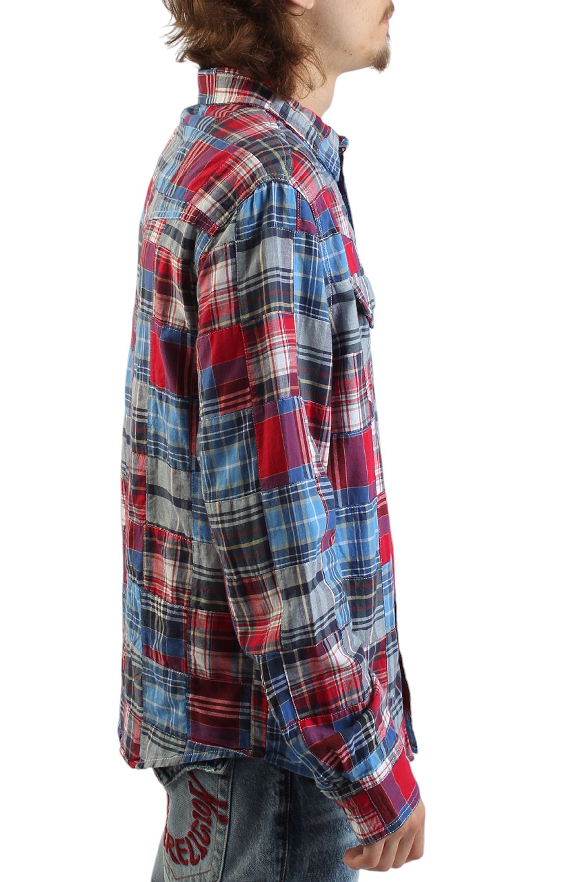 TRUE RELIGION Flannel Shirt With Plaid Patches 109041 - Shiekh