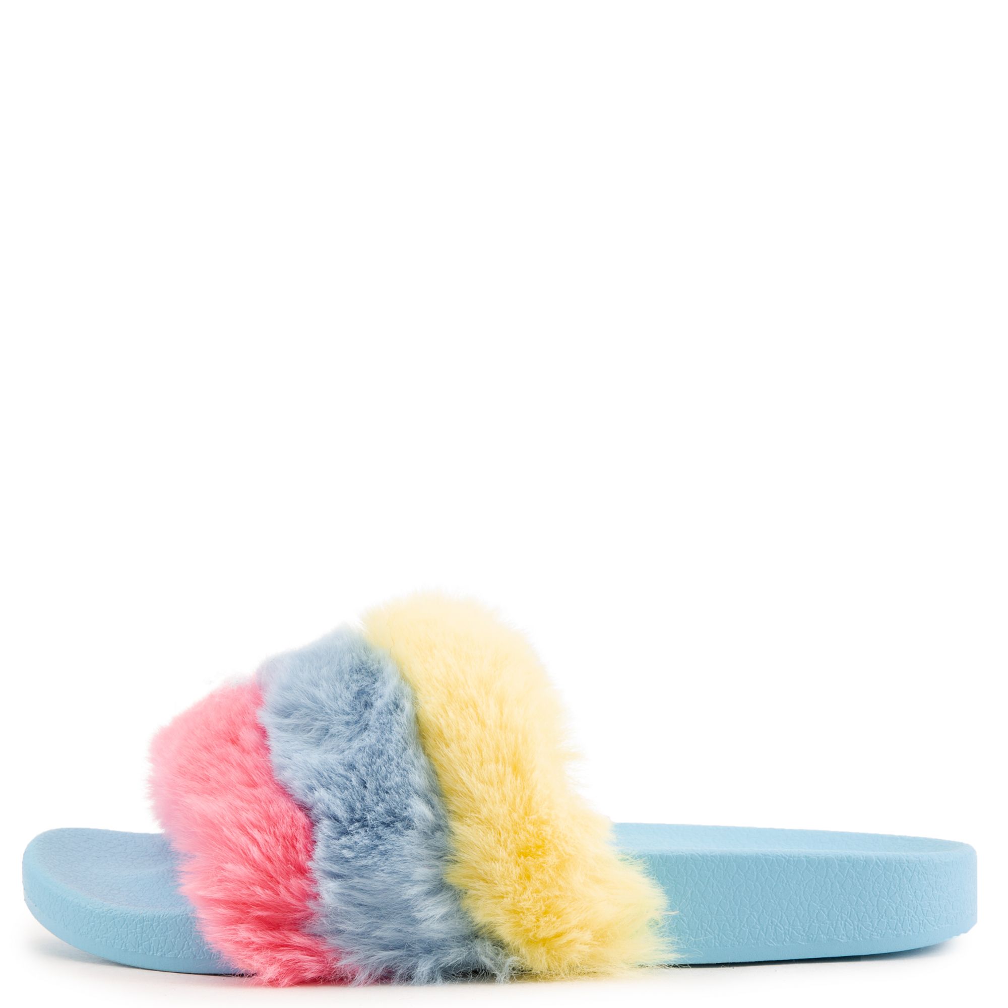 CAPE ROBBIN Yale Fur Sandals YALE-SHI-BLU - Shiekh