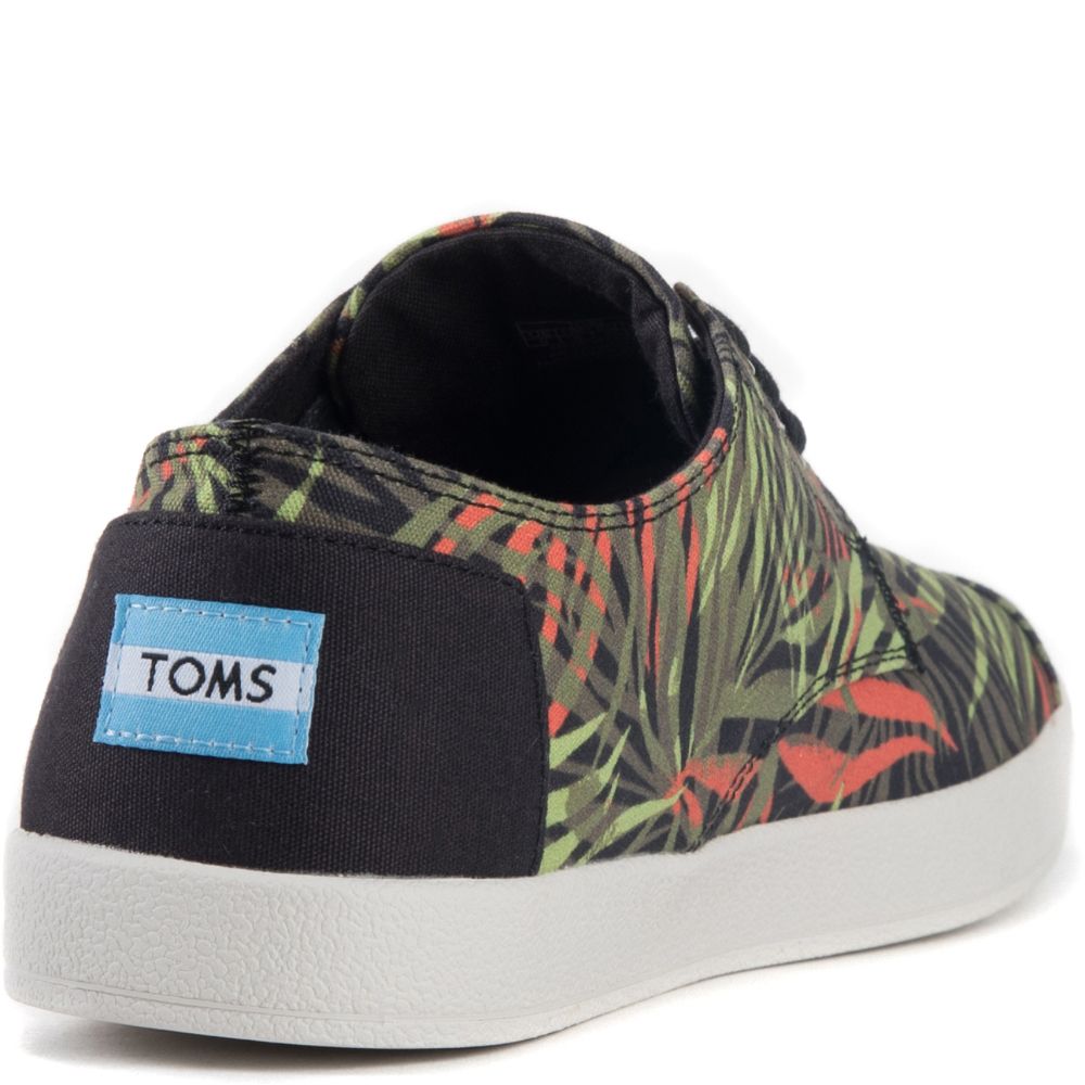 TOMS Toms for Men: Paseo Olive/Orange Multi Canvas Palm Print Sneakers ...