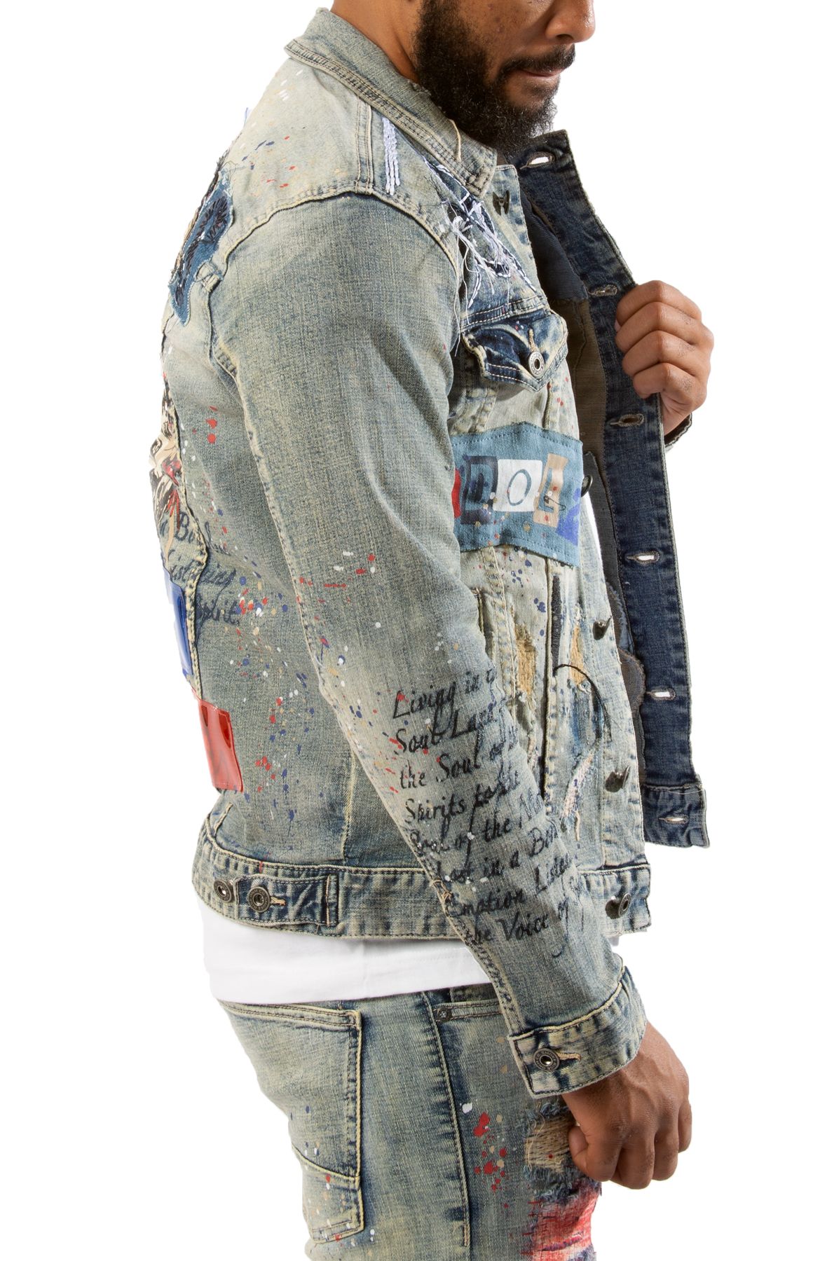 SMOKE RISE Heritage Denim Skull Jacket JJ21611-HBLUE - Shiekh